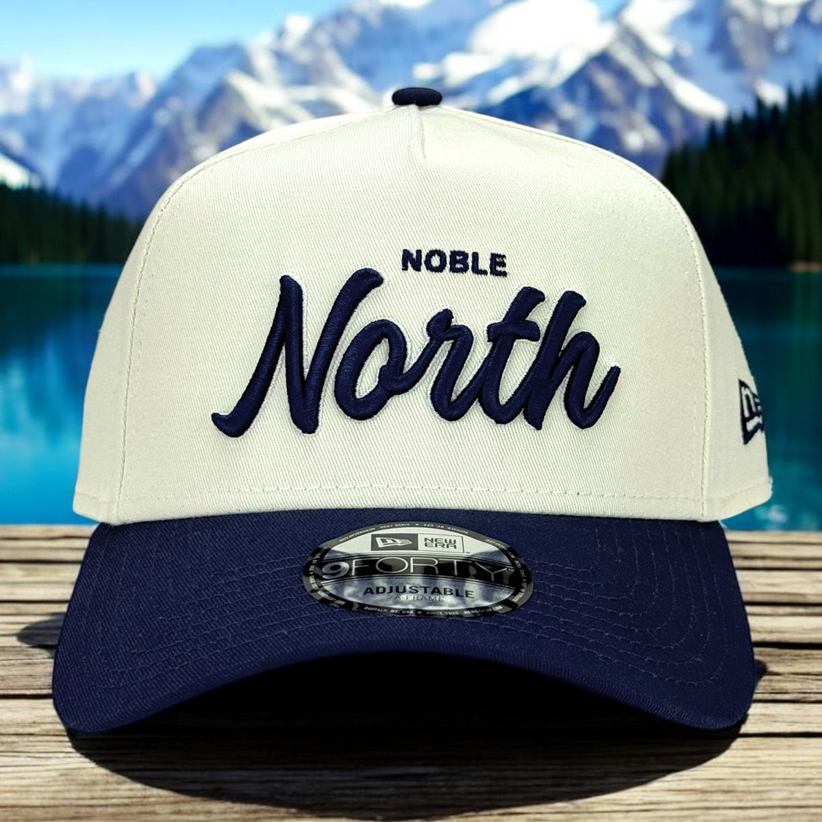 North Script - Chrome & Light Navy New Era 9Forty A-Frame Snapback – Noble North Co.